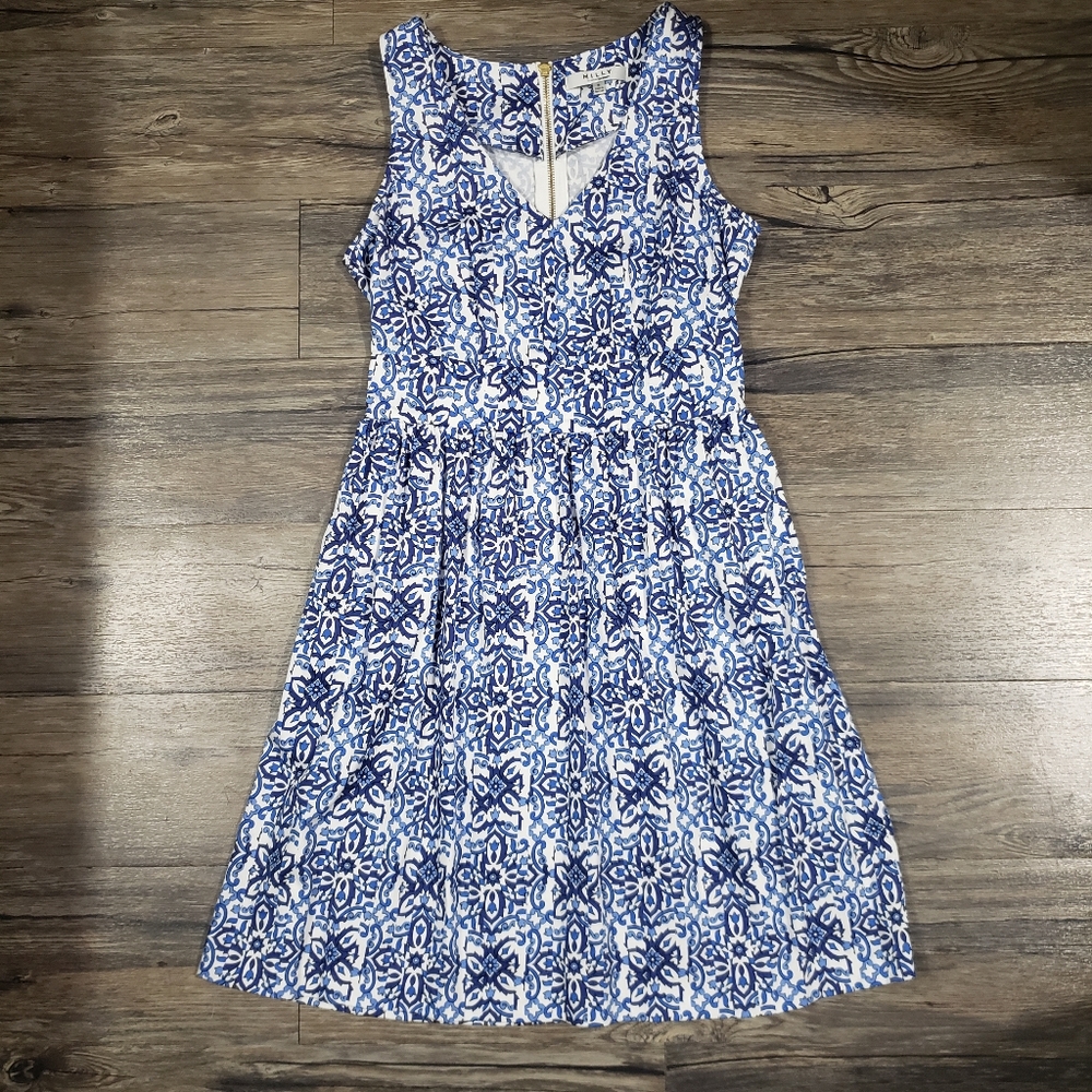 Milly Blue Floral Midi Dress 6 Women - Gem